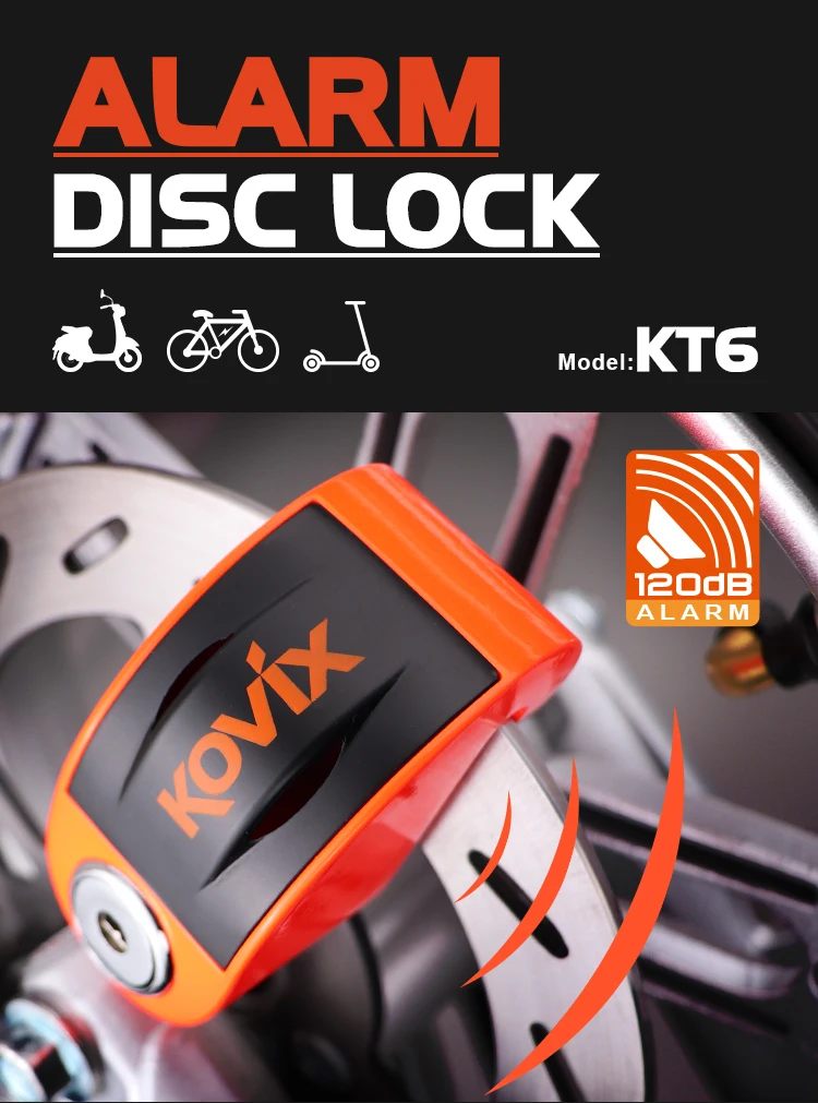 KOVIX Motorcycle Wheel Disc Brake Alarm Lock Stainless Steel Safety ...