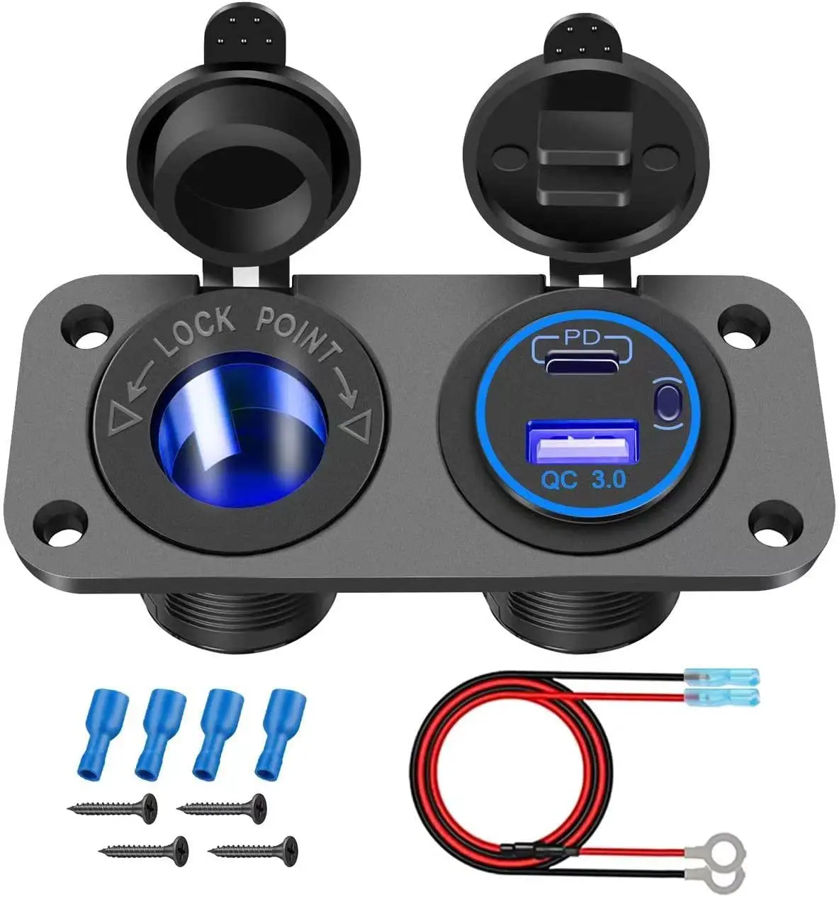 2 Gang Panel Combination Usb Car Charge Pd+ Qc3.0 Fast Charge With ...
