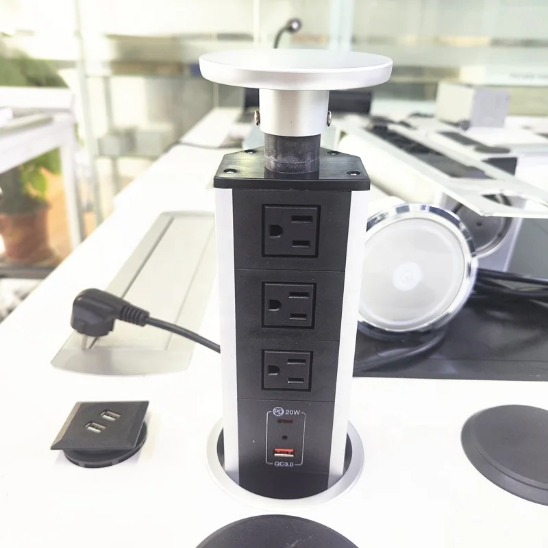 90mm Pd20w Fast Usb-c Us Power Outlet Retractable Kitchen Pop Up Outlet ...