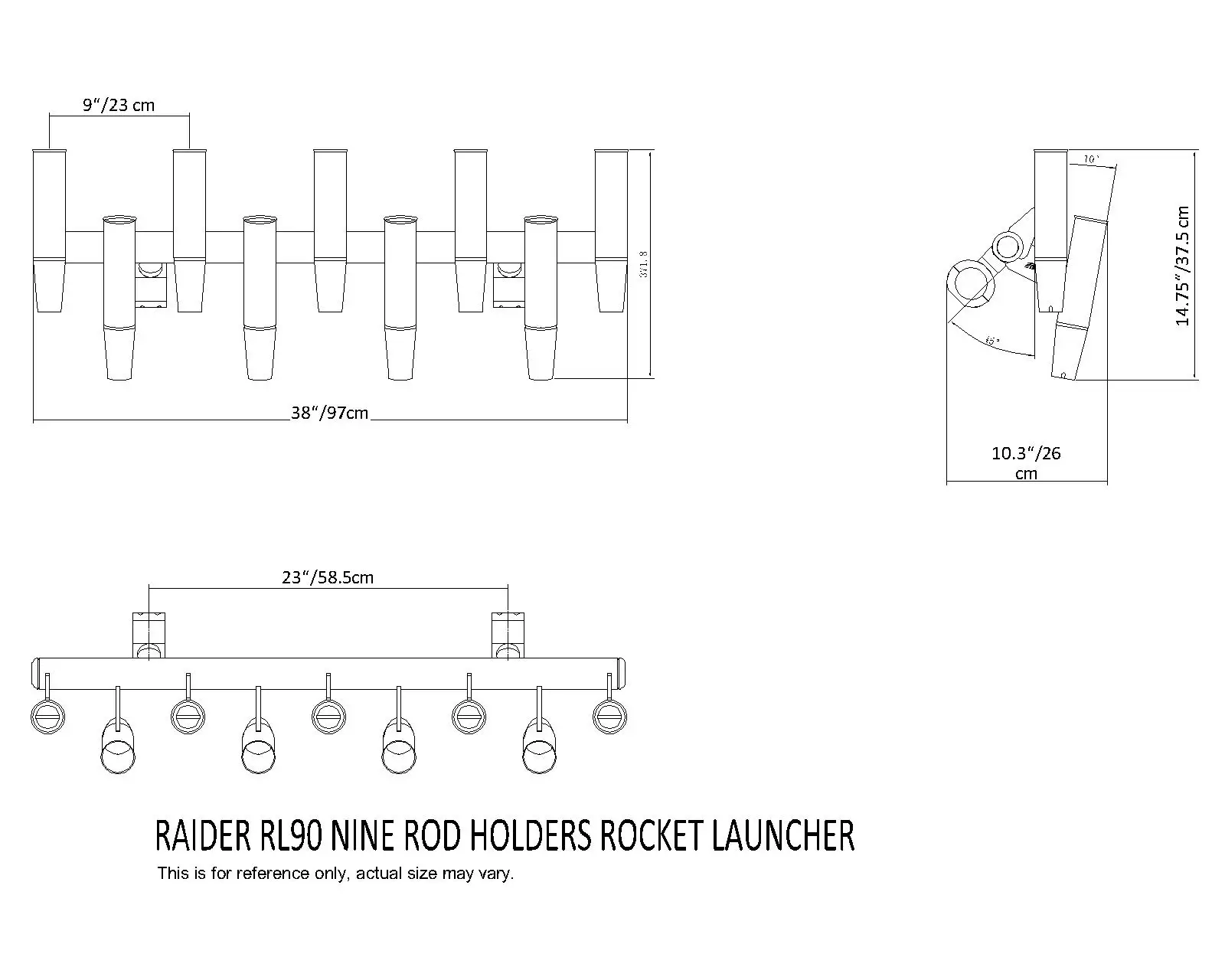 Raider RL90 Aluminum Nine Rocket Launcher - Fishing Rod Holders