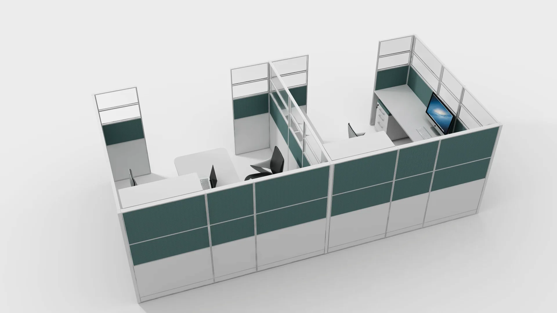 Executive Office Furniture Full Set Partition 6 Seat Office Workstation ...