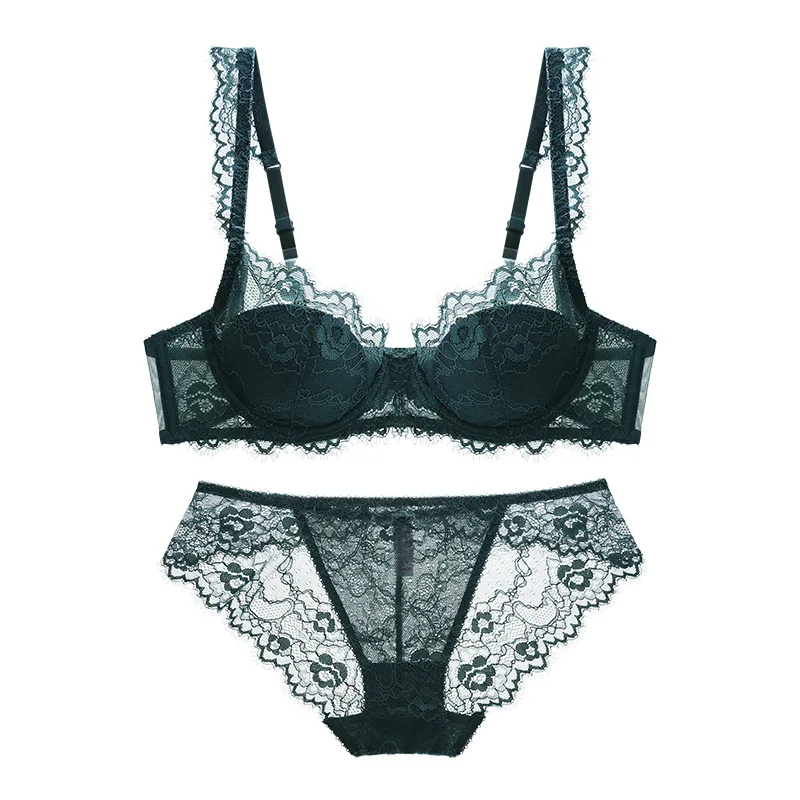 Sexy Lace French Lingerie Set With Thin Cotton Cup Breathable Large ...