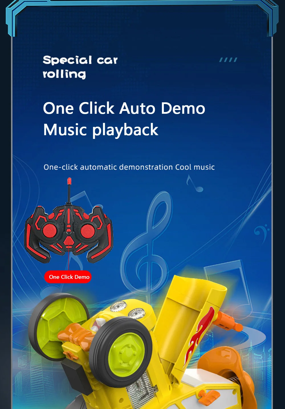 Cartoon Prank Bounce - Crazy Jumping Car Remote Control Toy