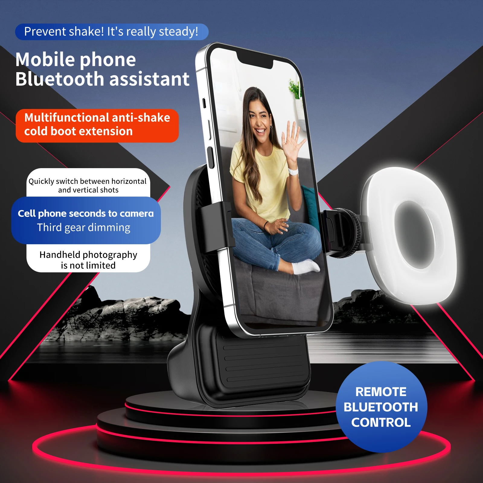 Portable Outdoor Flexible Selfie Camera Holder with Remote Control Fill ...