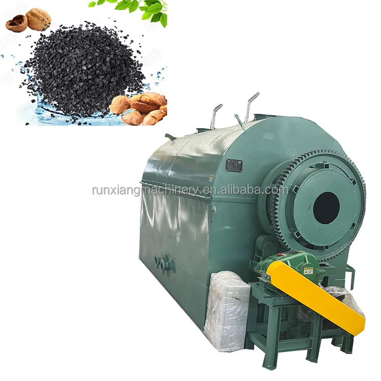 Hot Air Flow Continuous Rotary Biochar Pyrolysis Carbonization Stove ...