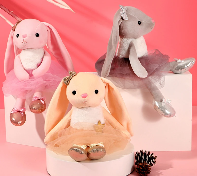 Cartoon Ballet Rabbit Plush Toy Cute Long Ear Bunny Doll For Kids Soft ...