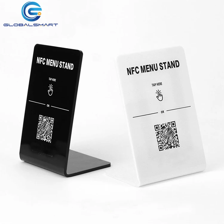Custom Plastic Acrylic Nfc Table Stand Display Qr Code For Google ...