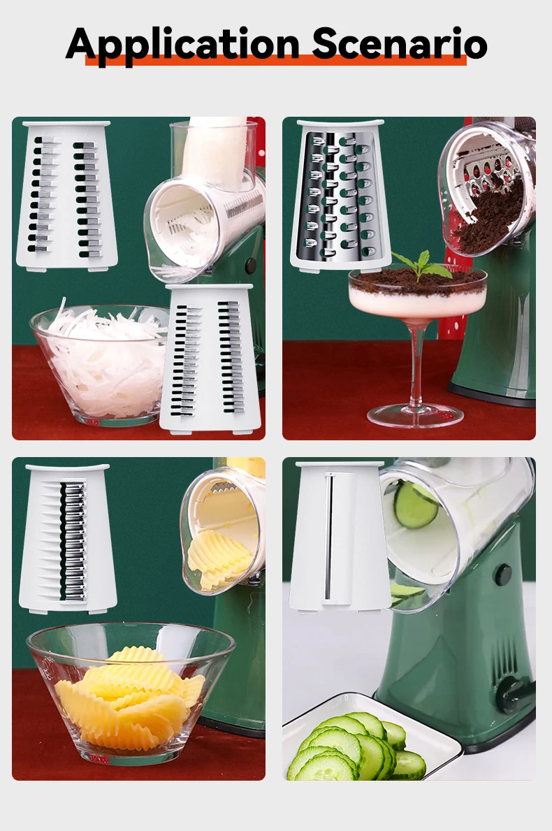 Multi Function Rotate Mandoline Slicer 5 In 1 Shredder Handheld Multifunctional Grater Chopper ...
