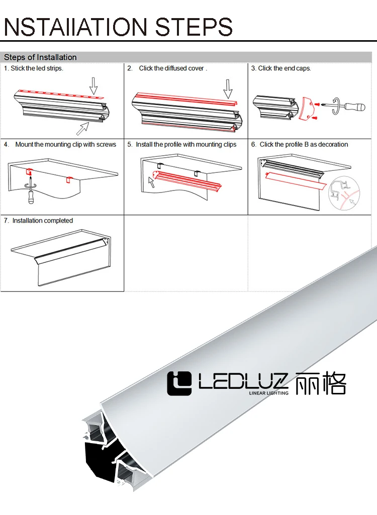 Corner Mounted Led Valance Lighting Channels - Buy 1*led Valance ...