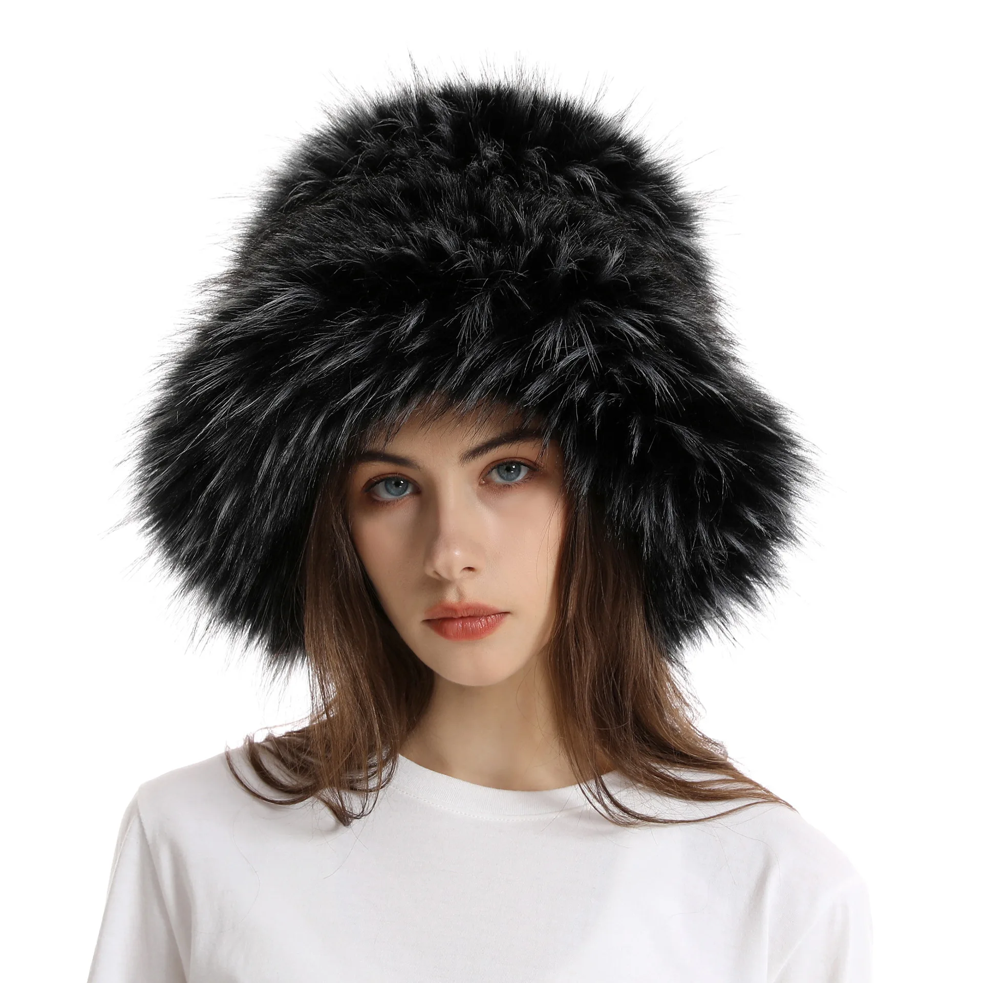 Women Winter Faux Raccoon Fur Hat Multicolor Soft High Quality Fashion ...
