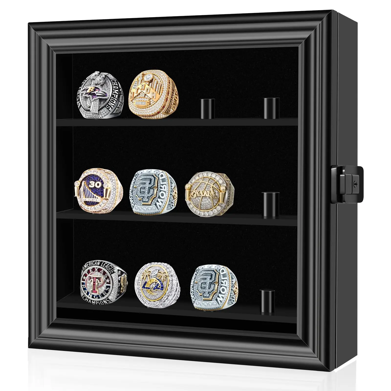 Wooden Champion Ring Organiser Wall Mounted Champion Ring Display Case ...