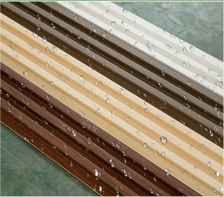 Golden Color WPC Wall Panel Cladding WPC Fluted Wall Panel Indoor Wpc ...