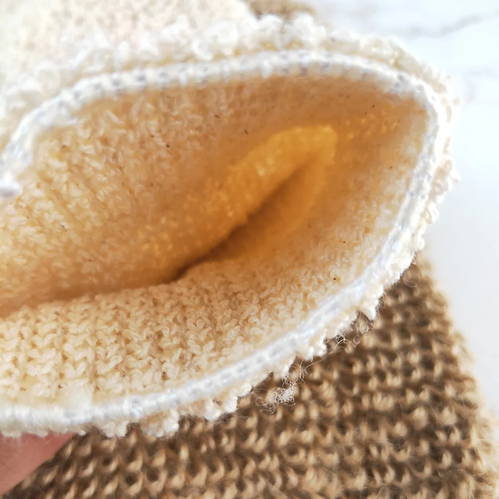 Eco-friendly Jute Dead Skin Rubbing Soap Scrubber Gloves