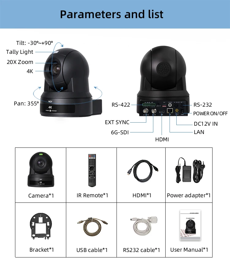 4K Ultra HD Broadcast Camera - Live Stream & Night Vision