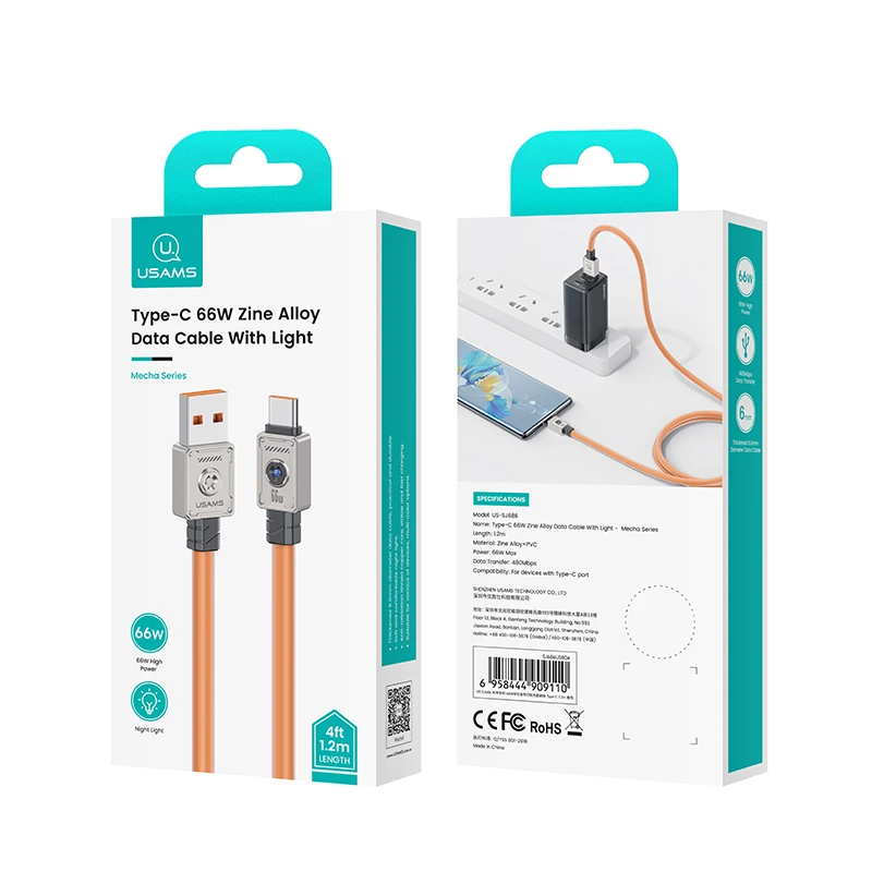 Usams 1.2m Fast Charging Type-c Data Cable With Light Zine Alloy And ...