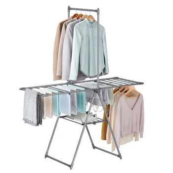 Songmics Foldable 2-level Laundry Drying Rack Free-standing Clothes ...