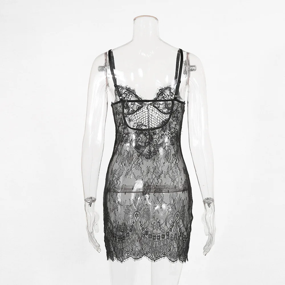 Amazon Hot Sales See Through Sleeveless Lace Lingerie Sexy Hot Transparent Babydoll For Women ...