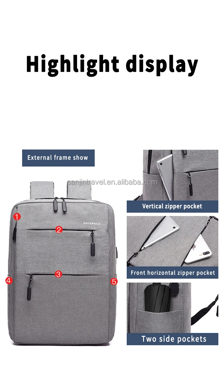 Funky Laptop Bags for Teen - Fashion Grey Waterproof Backpack