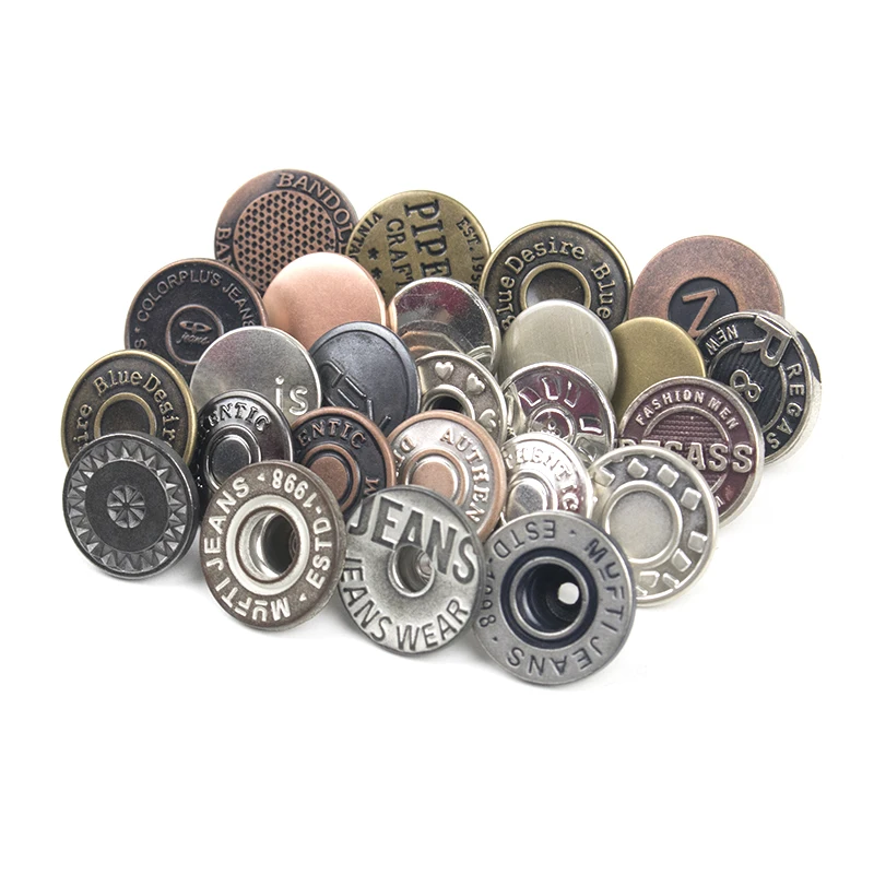 Logo Customized Brass Copper Metal Custom Denim Jeans Tack Buttons For ...