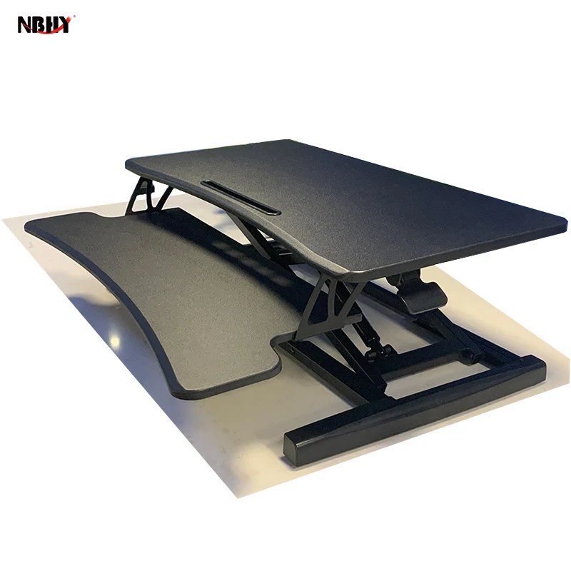 Height Adjustable MDF Tabletop Pneumatic Riser Office Home Sit-Stand ...