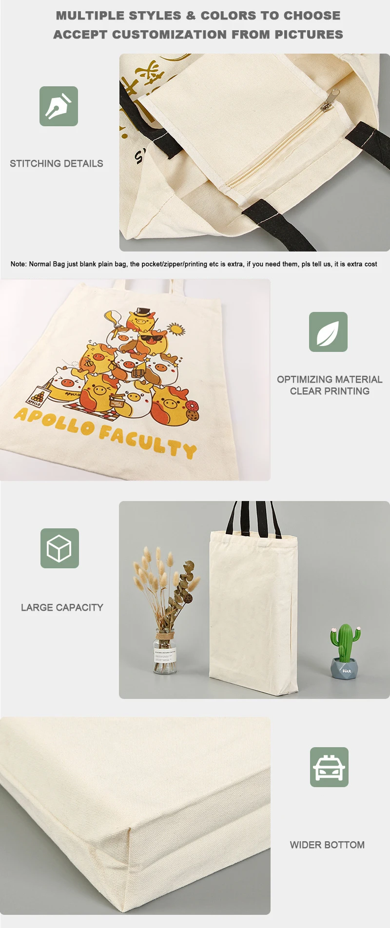 Custom Printed Logo Canvas Gift Cloth Round Bags