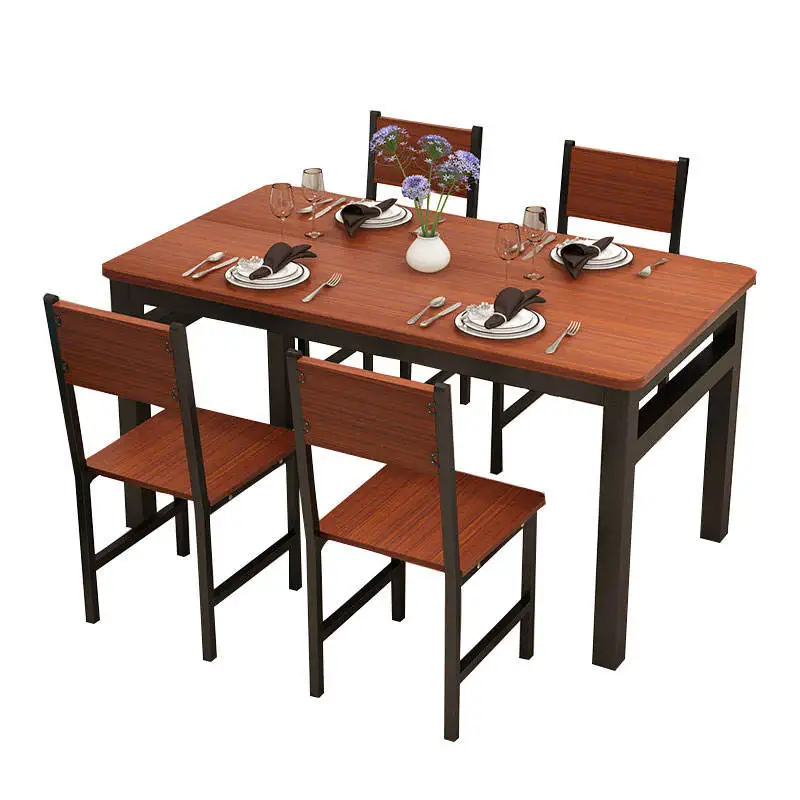 Small Apartment Square Dinner Steel Wood Lunch Dining Tables Chair Set ...