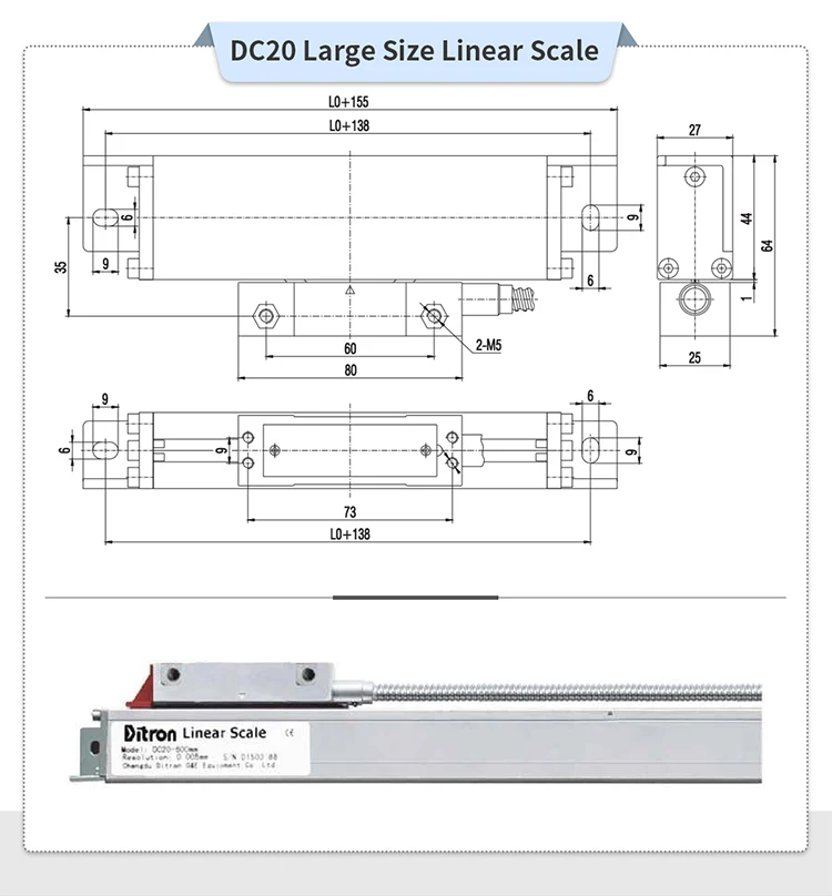 DITRON Optical Glass Scale Ruler Digital Readout Dro Optical Measuring ...