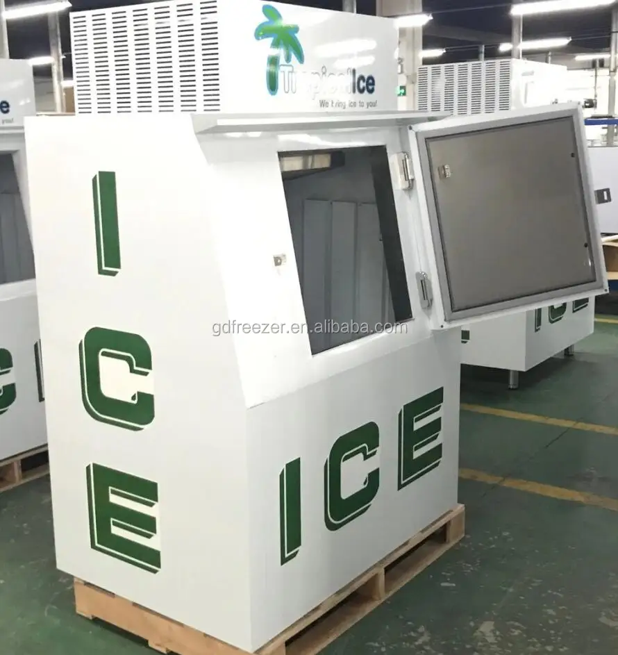 380 Model Gas Station Use Slant Door Ice Storage Bin Freezer For Sale ...
