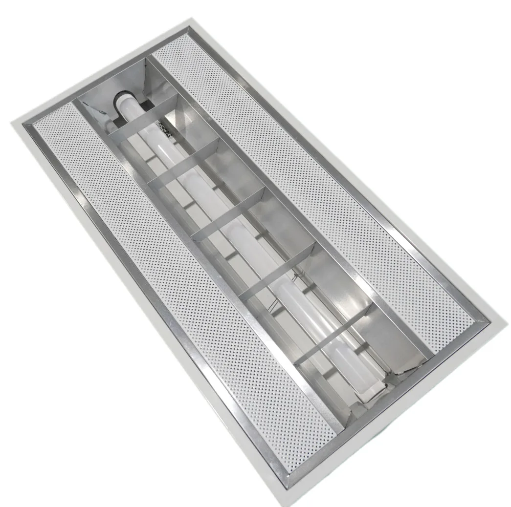 Aluminium 60x60 louver light fitting school emergency tube luminaire ...