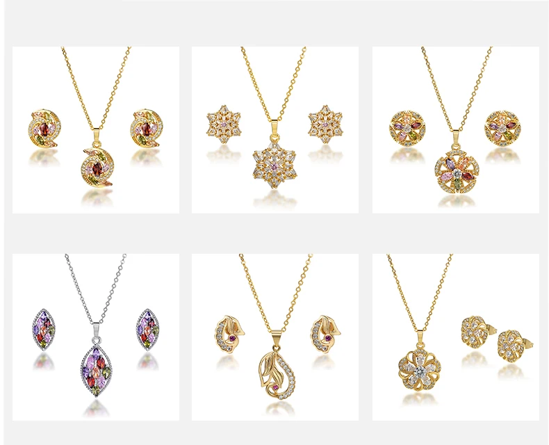 Fashion Jewelry Set Zircon Jewelry Sets Women Platinum Plated Necklace ...