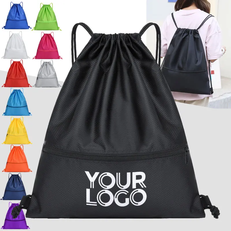 Promotional Custom Polyester Shopping Drawstring Bag With Logo Wholesale Nylon Carry Draw String ...