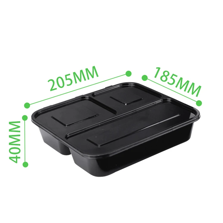 3 Compartment Disposable Plastic Food Containers Easy Open with Sealing ...