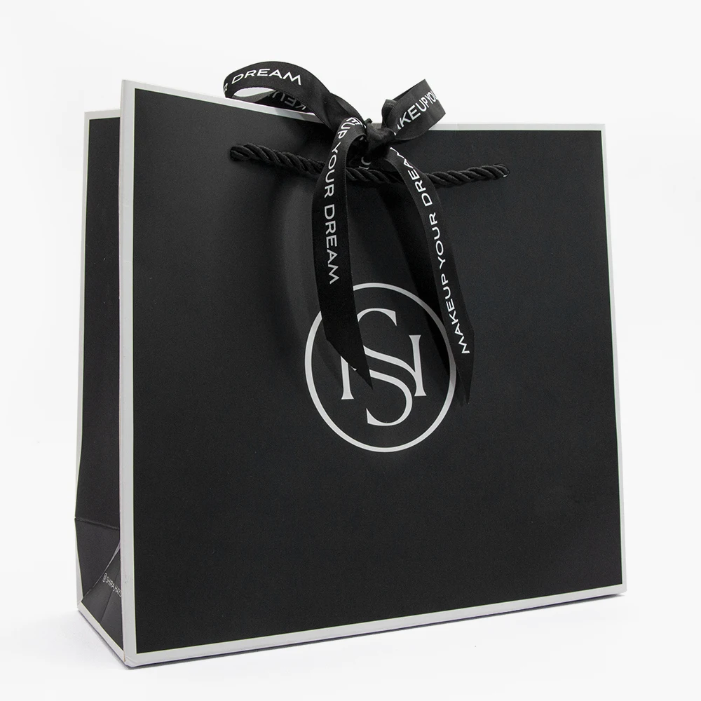 Custom Design Paper Bag with Ribbon Handle - Luxury Shopper