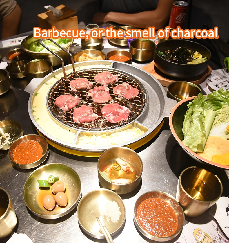 Korean Desktop Smokeless Bbq Grill Embedded Stainless Steel Charcoal ...