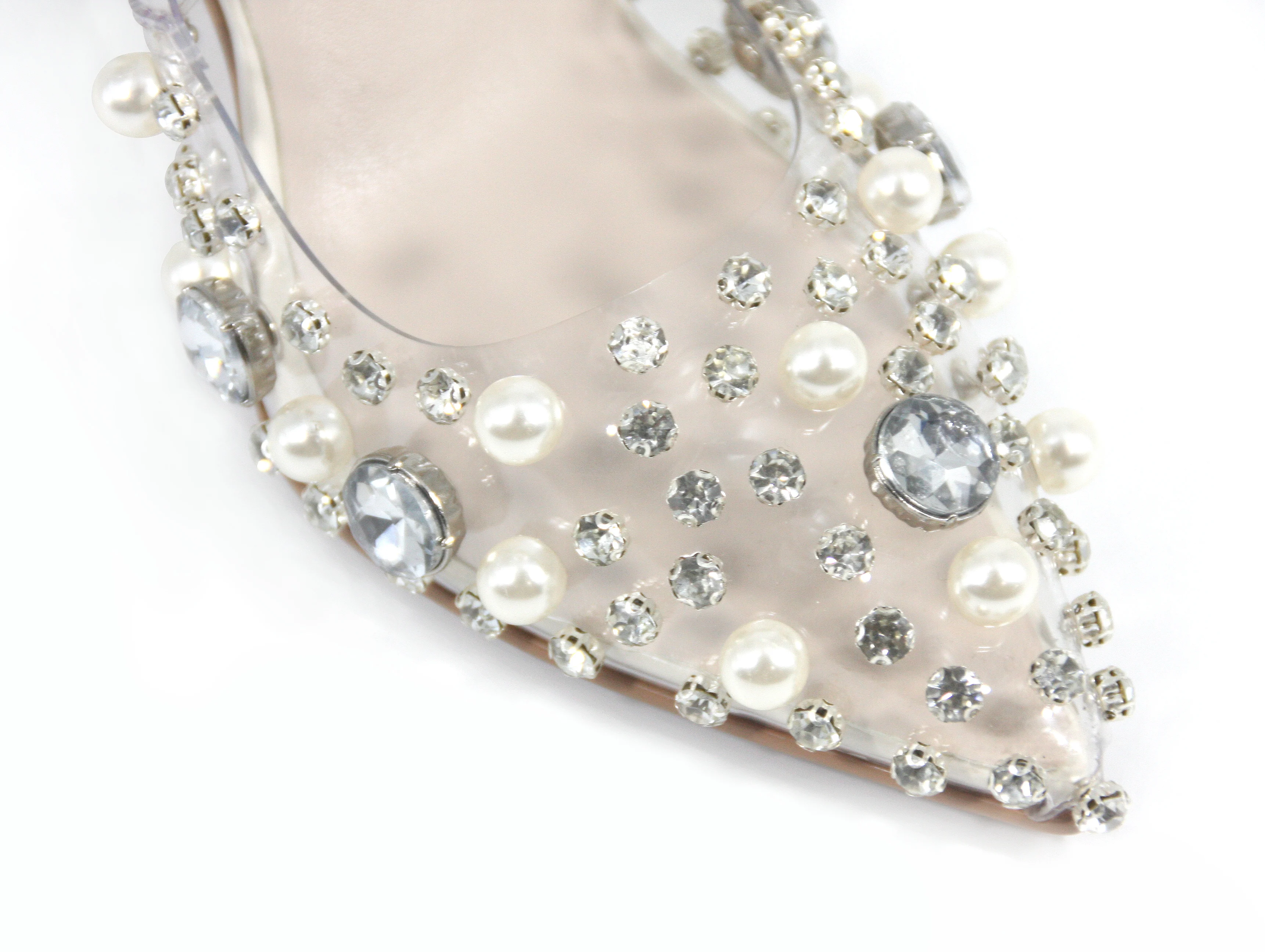 Luxury Pearl Rhinestone Beaded High Heels for Party Dressed Women