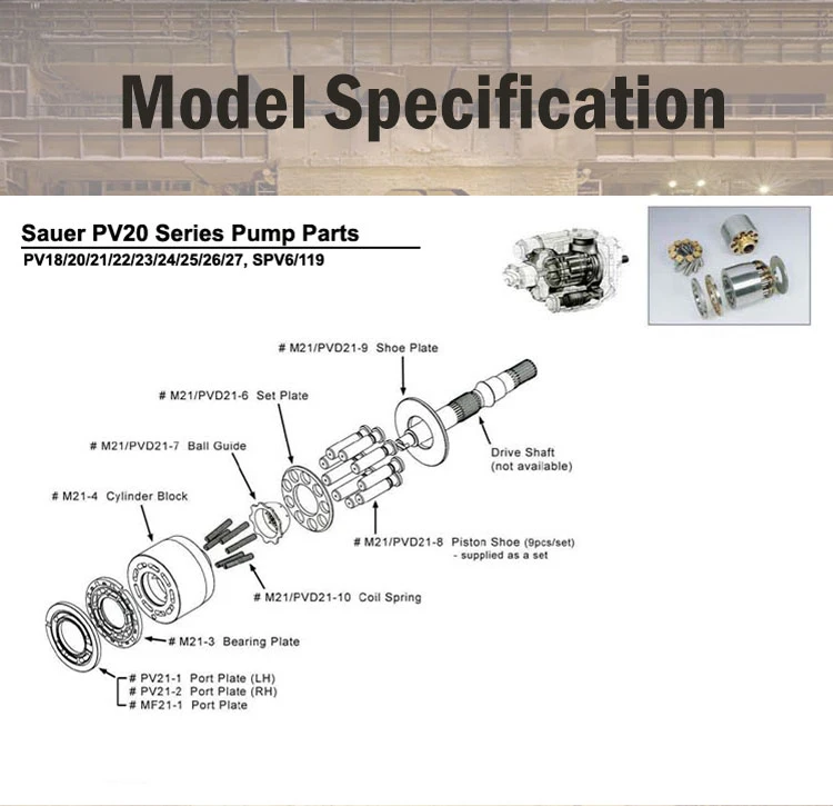 Sundstrand Hydraulic Piston Pump PV23 PV20 PV25 Parts