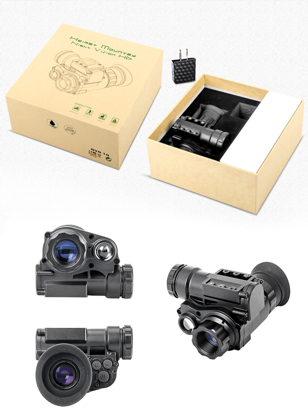 Low Light Nvg10 Pvs14 Night Vision Monocular Head Mount Gen3 Night ...