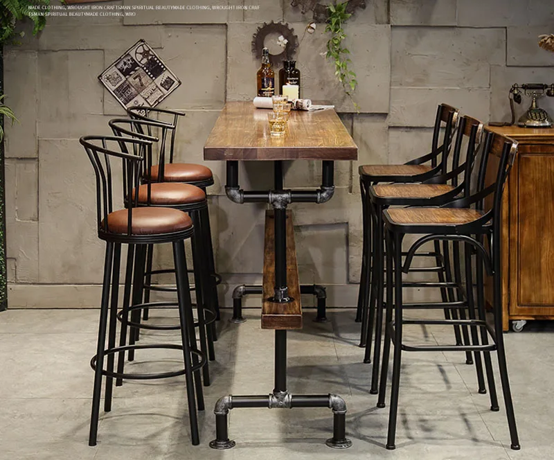 Rustic Industrial Style Kitchen - Long High Top Bar Table