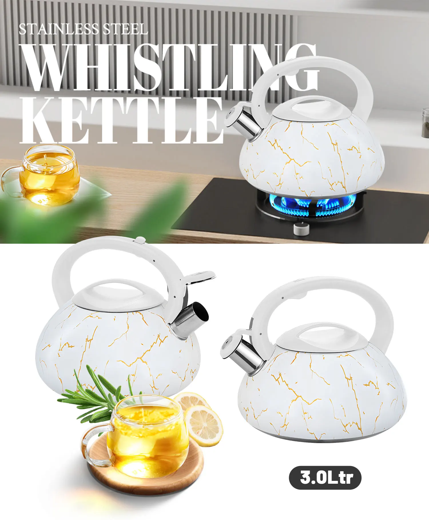New Design Kitchen Custom 3l Stove Top Teapots Tea Kettle Stainless ...
