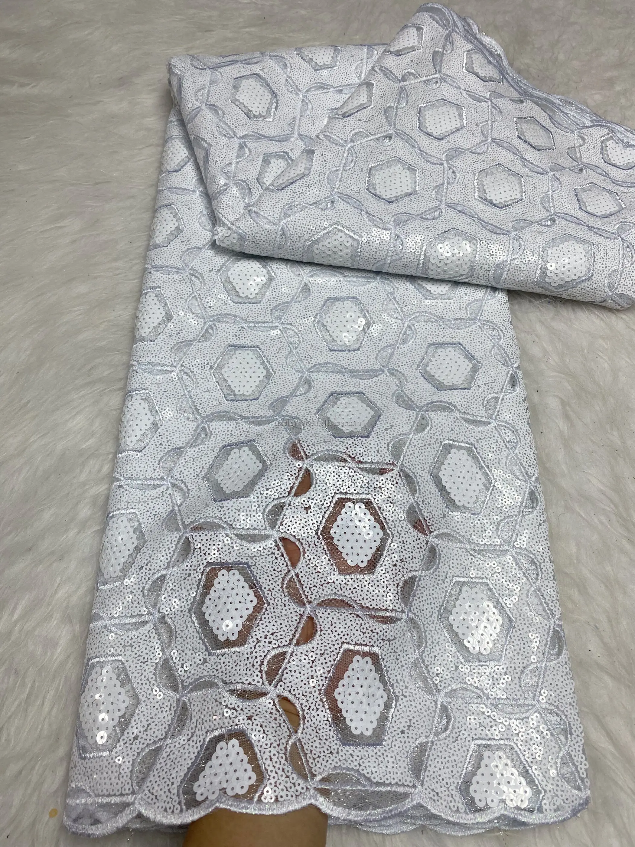 French Mesh Lace Fabric 2024 High Quality French Net Tulle Sequins ...