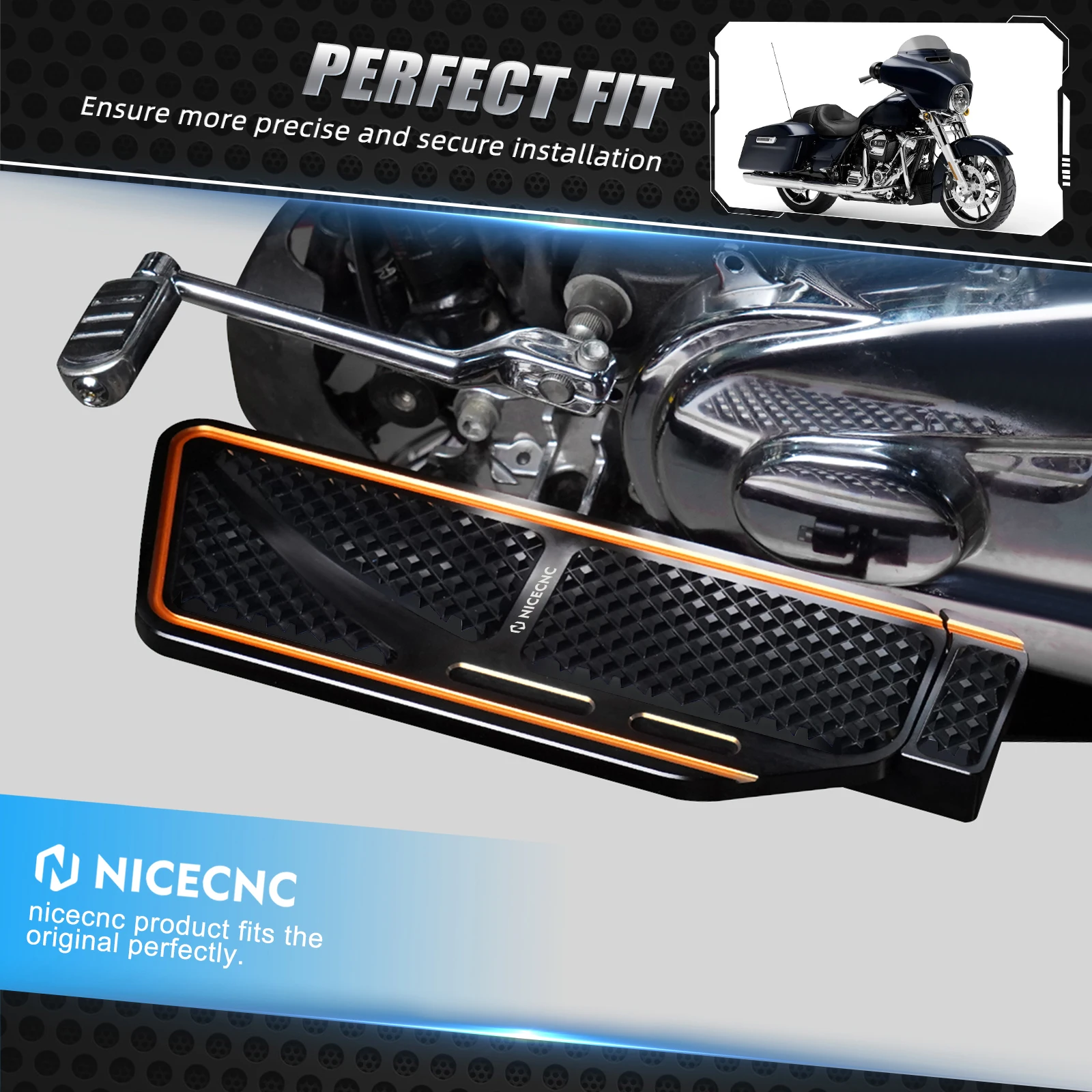 Nicecnc Enlarged Footrest Rider Footboard for Harley Road Glide