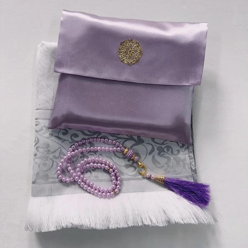 Muslim Prayer Rug Set With Elegant Pouch 99 Beads Pearl Prayer Tasbih ...