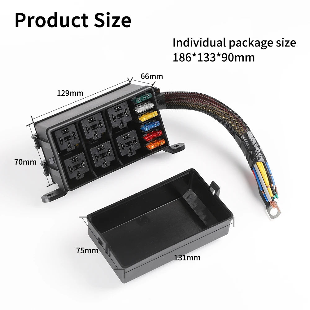 12 Volt Fuse Relay Block with 5Pin JD1914 Relays 4pin RTT7121 6 Slots ...