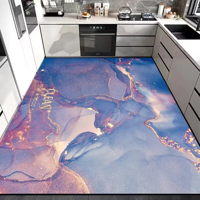 Very Nice Oil Proof Light Pink Marble Kitchen 3d Printed Floor Mat Soft ...