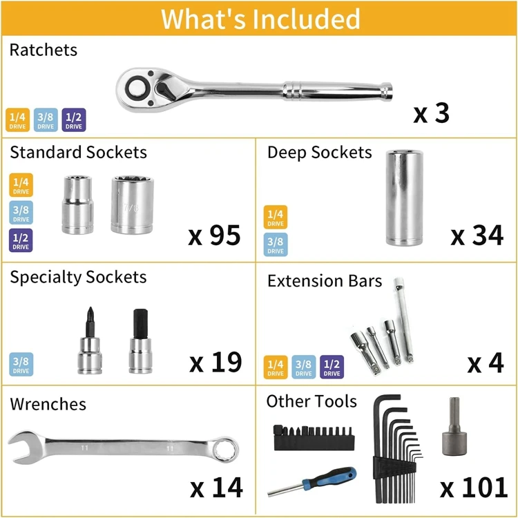 180 Pc Professional Tool Set Tool Storage Case Storage Repair Hand Tool ...