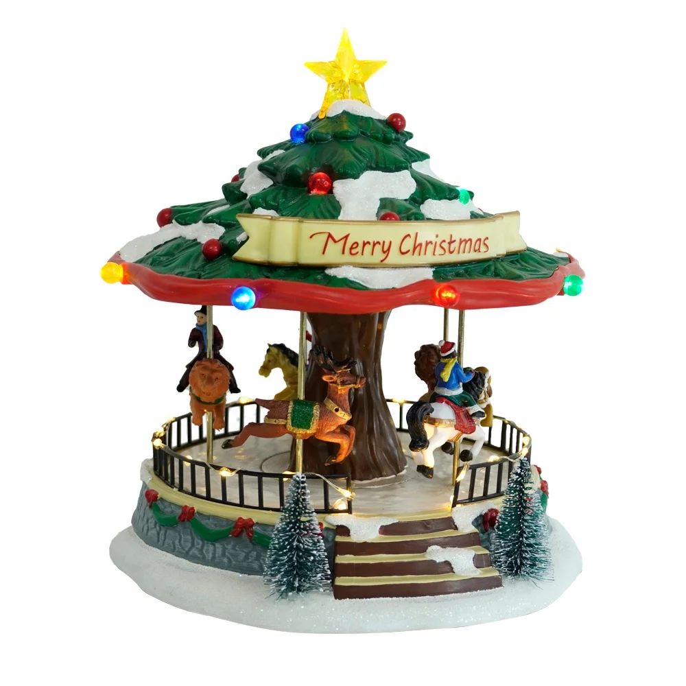 Led Plastic Carousel Music Box Christmas Tree Carousel With Turning ...