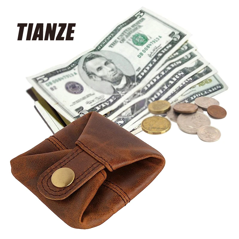 Pu Leather Small Size Folding Coin Holder Washable Durable Mini Pocket ...