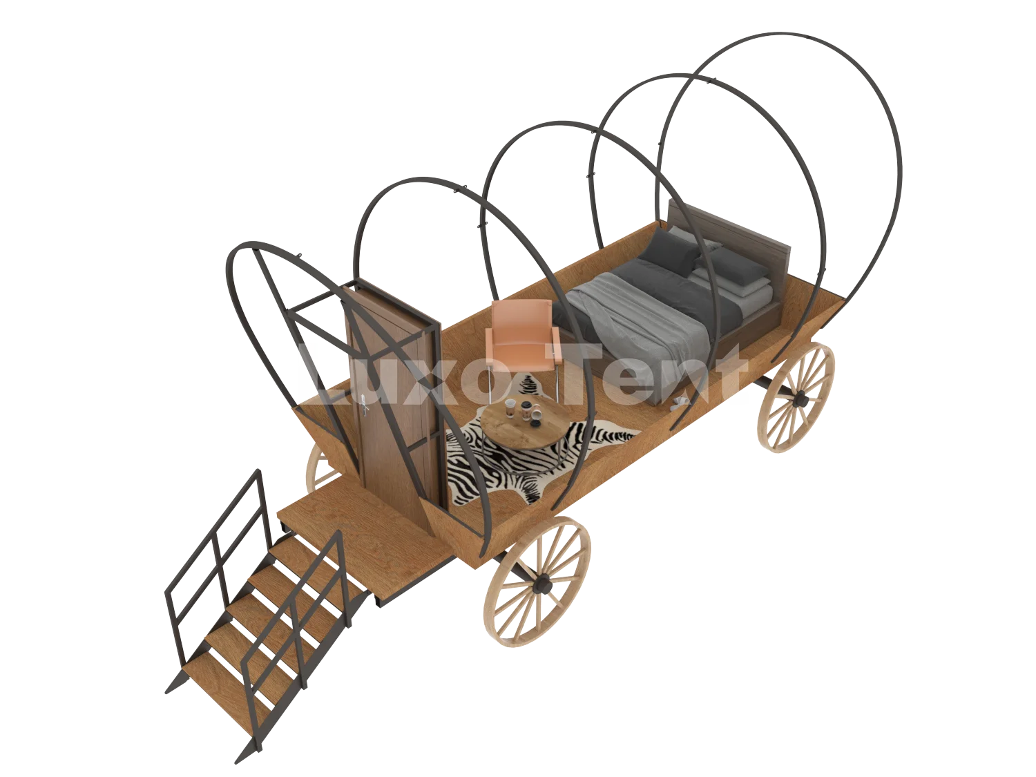 Custom Glamping Prefab Movable Unique Carriage Wagon Tent