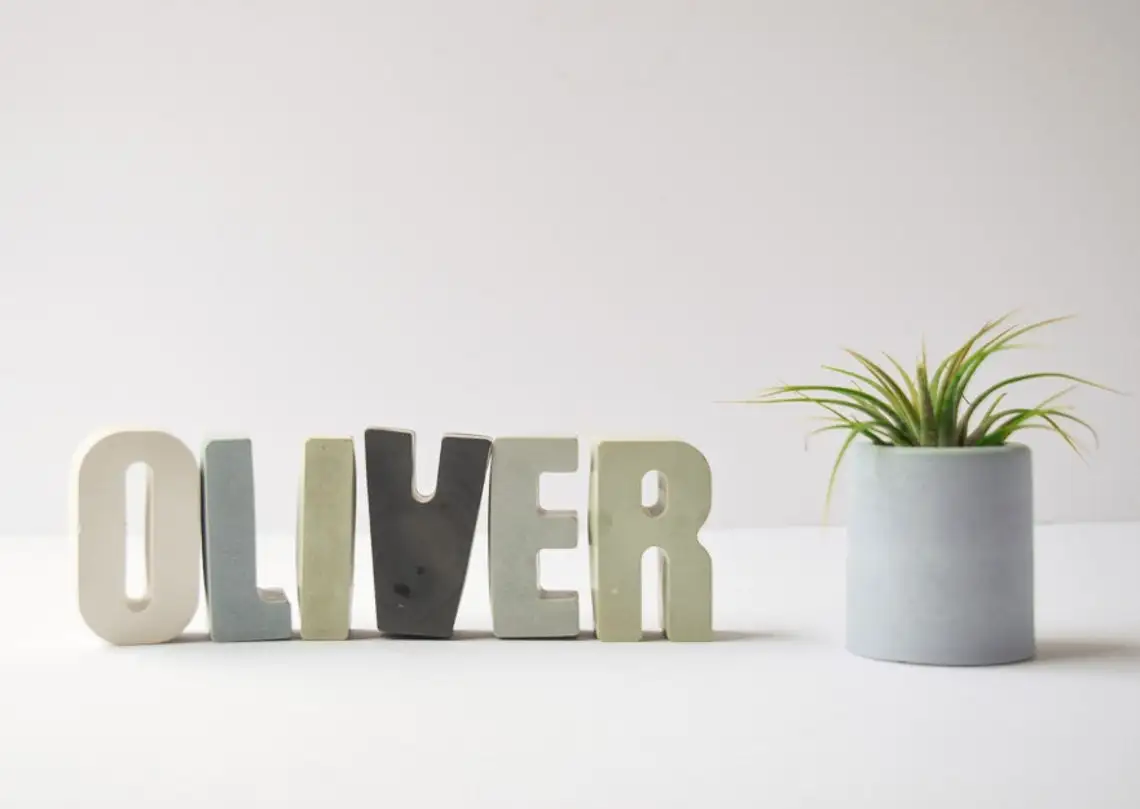 Concrete Name Sign - Modern Home Decor for Kids' Room