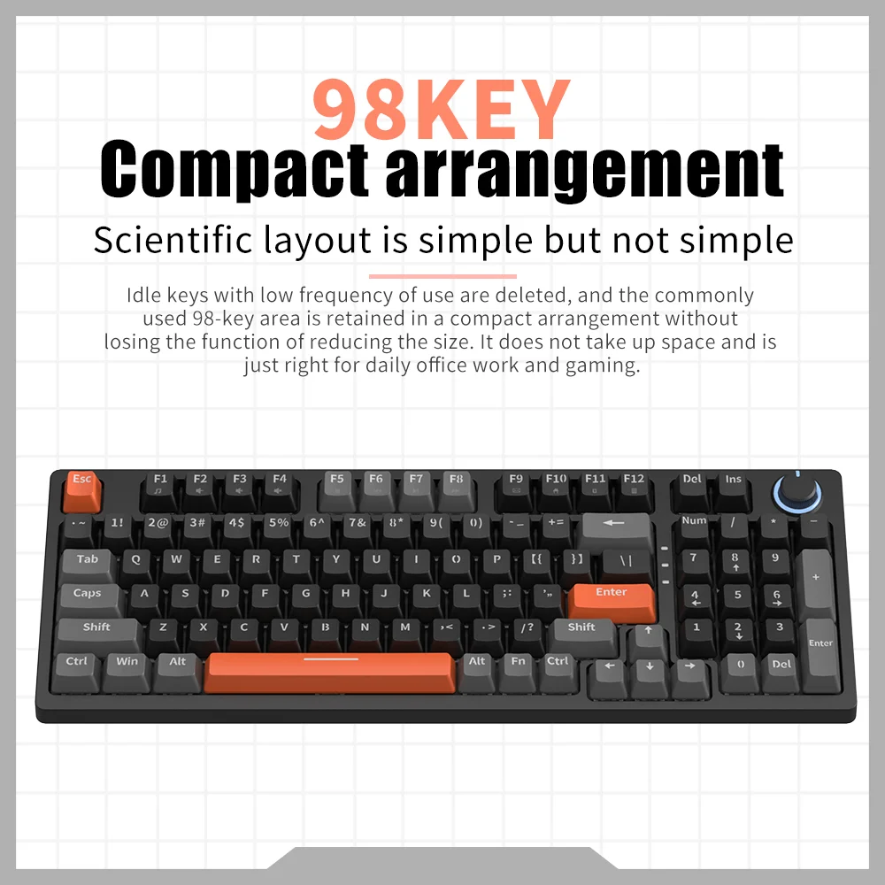 85% Hot Swappable Mechanical Gaming Keyboard - 98 Keys, RGB LED, Blue ...